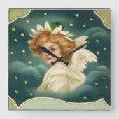 Vintage Christmas, Victorian Angel with Gold Stars Square Wall Clock ...