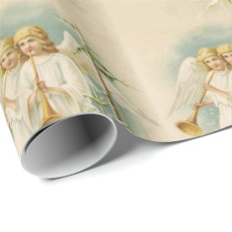 Vintage Christmas Victorian angels custom Wrapping Paper | Zazzle