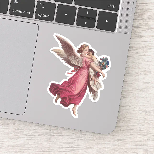 Vintage Christmas, Victorian Guardian Angel Sticker | Zazzle