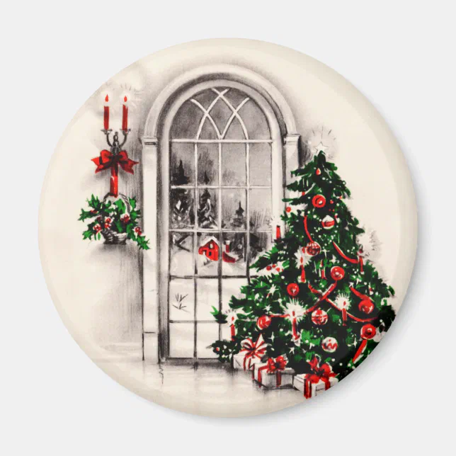 Vintage Christmas Window Magnet | Zazzle
