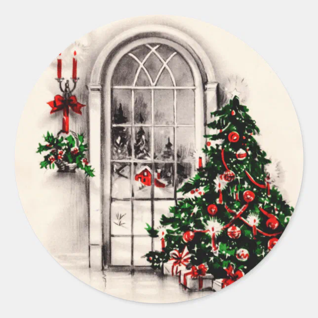 Vintage Christmas Window Stickers | Zazzle