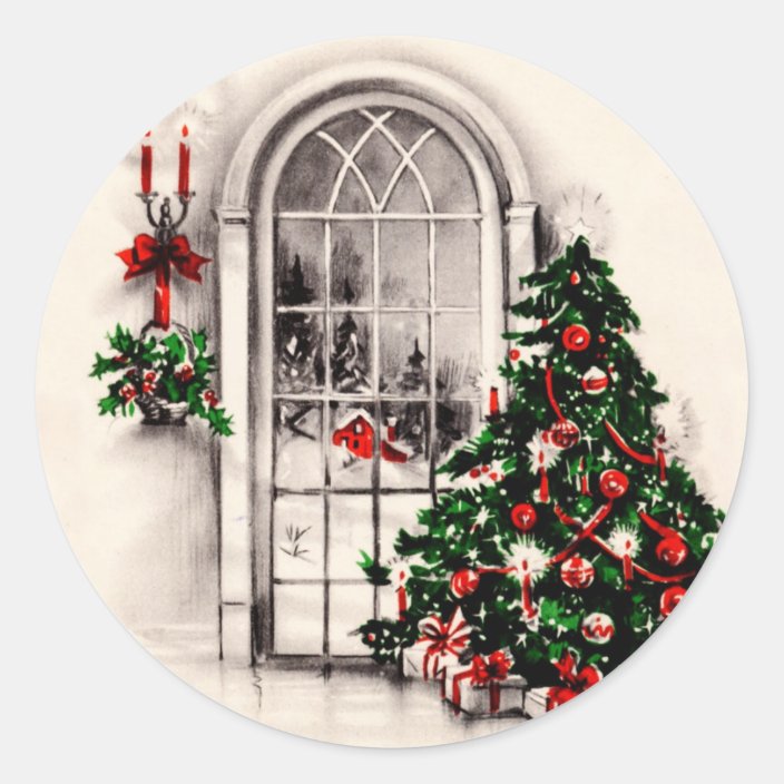 Vintage Christmas Window Stickers | Zazzle.com