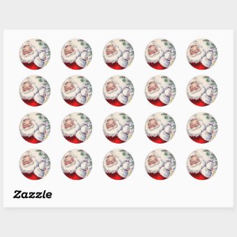 Vintage Christmas Winking Santa Claus Sticker | Zazzle