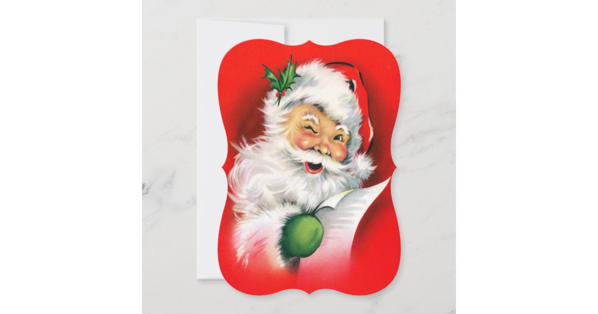 Vintage Christmas Winking Santa Invitation | Zazzle