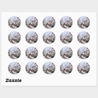 Vintage Christmas Winter Scene Classic Round Sticker | Zazzle