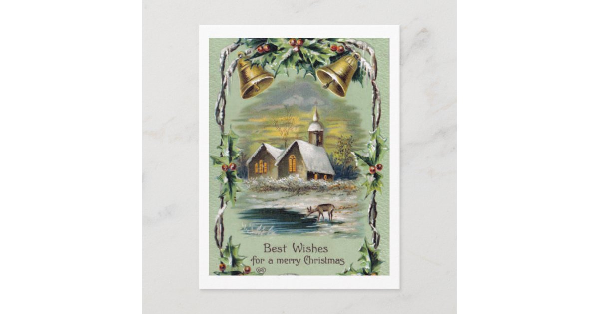 Vintage Christmas Winter Scene Holiday Postcard | Zazzle