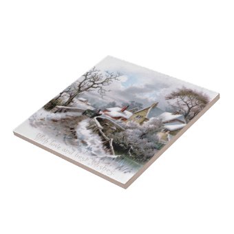 Vintage Christmas Winter Scene Tile | Zazzle