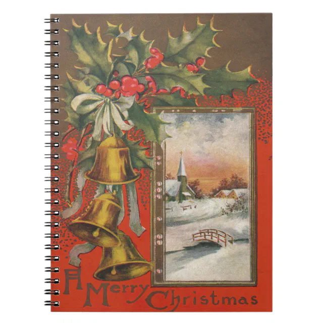 Vintage Christmas with Bells Notebook | Zazzle