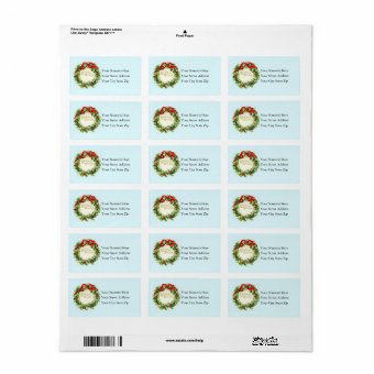 Vintage Christmas Wreath Address Label | Zazzle
