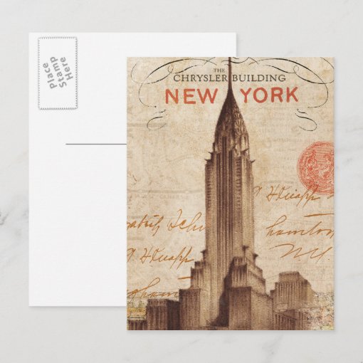 Vintage Chrysler Building in New York Postcard | Zazzle
