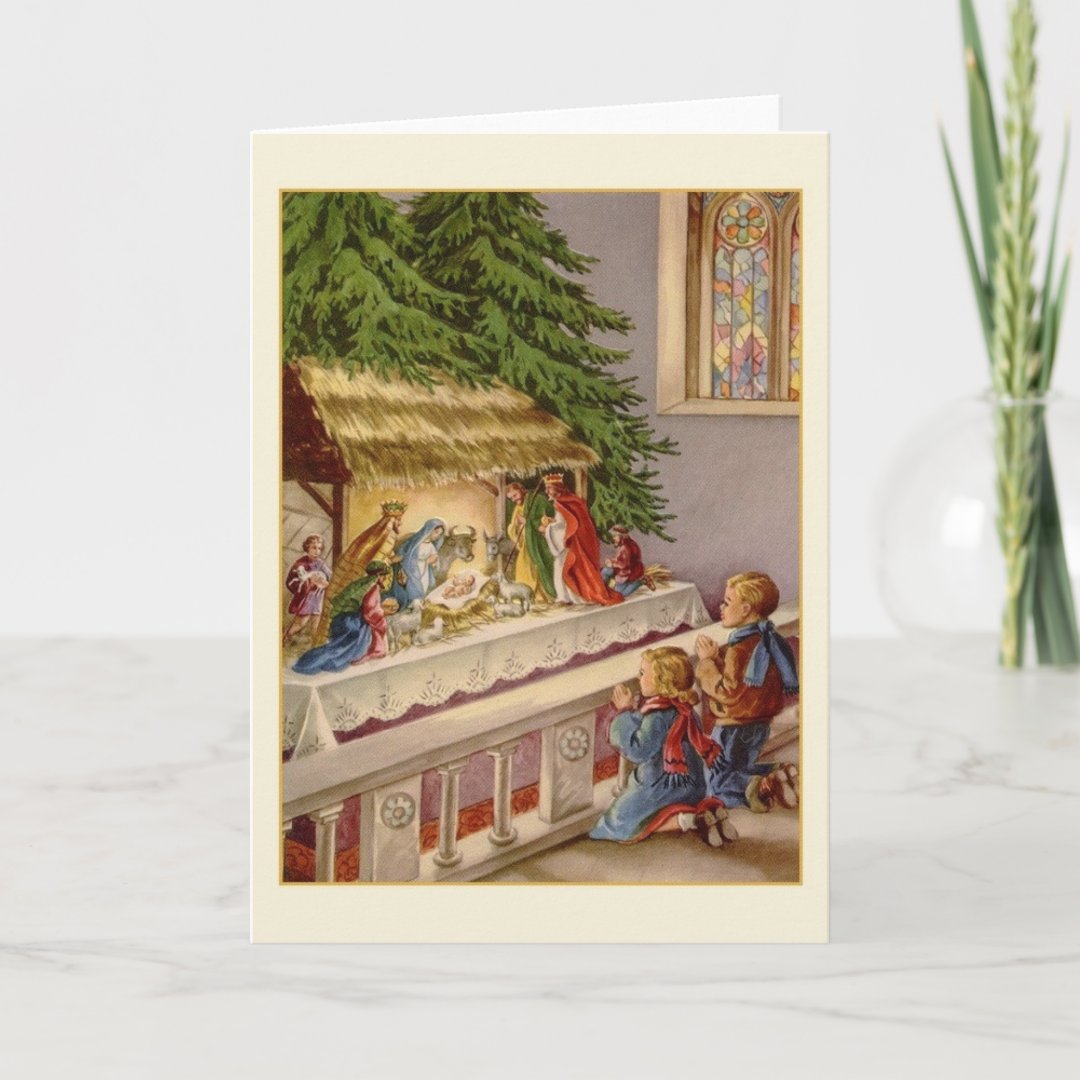 Vintage Church Nativity Greeting Card | Zazzle