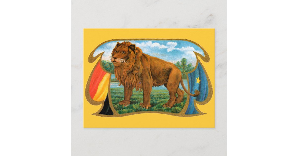 Vintage Cigar Label Art, African Lion in Savannah Postcard | Zazzle