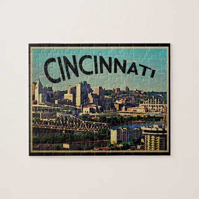 Vintage Cincinnati Skyline Jigsaw Puzzle | Zazzle