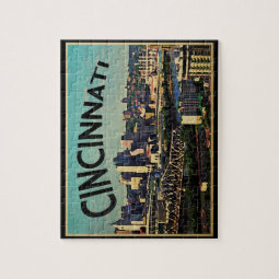 Vintage Cincinnati Skyline Jigsaw Puzzle | Zazzle