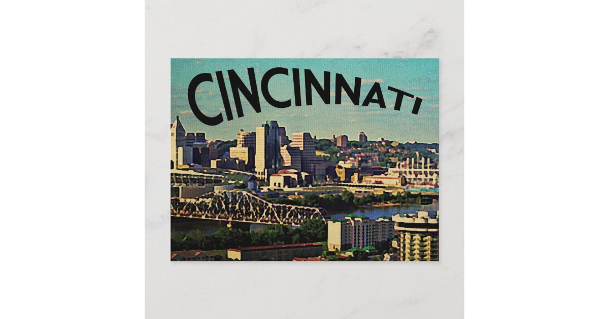 Vintage Cincinnati Skyline Postcard | Zazzle