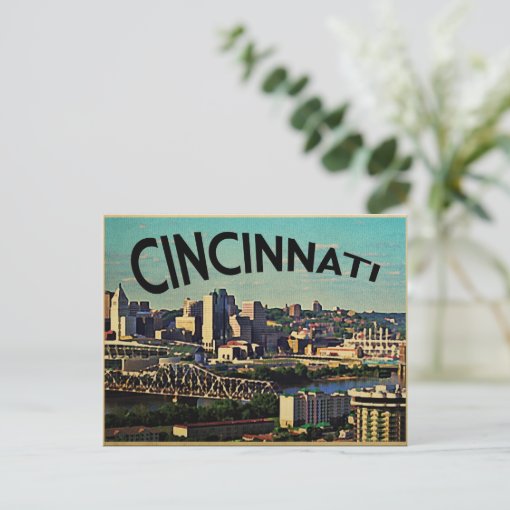 Vintage Cincinnati Skyline Postcard | Zazzle