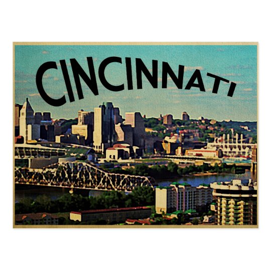 Vintage Cincinnati Skyline Postcard | Zazzle.com