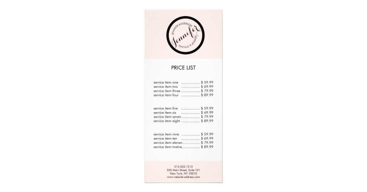 Vintage Circle Stamp Logo Makeup and Beauty Pink Rack Card | Zazzle