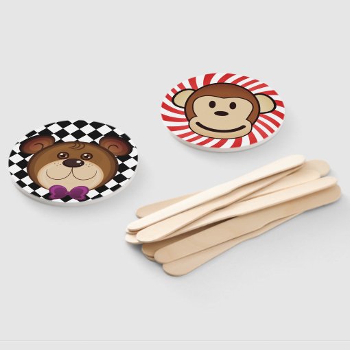 Vintage Circus Bear and Monkey Fans | Zazzle