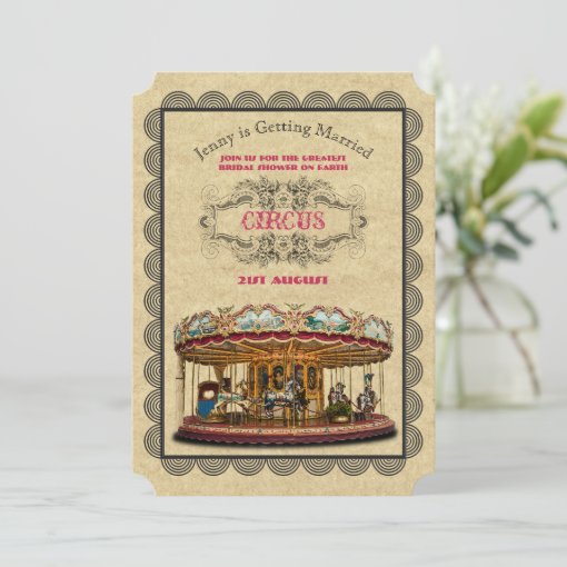 Vintage Circus Bridal Shower Carnival Carousel Invitation | Zazzle