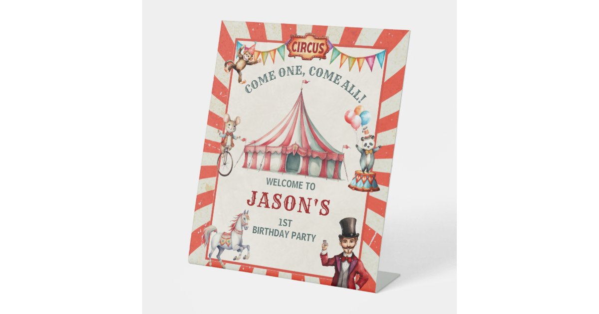 Vintage Circus Carnival Birthday Sign | Zazzle
