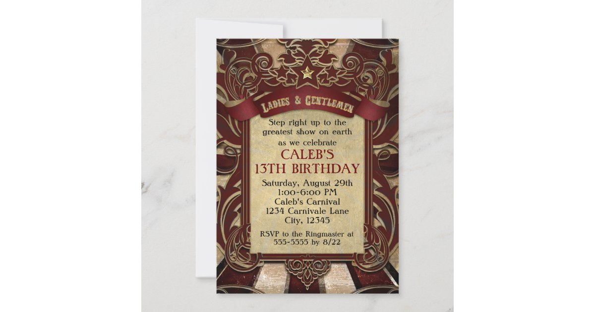 Vintage Circus Carnival Elegant Wedding Invitation | Zazzle