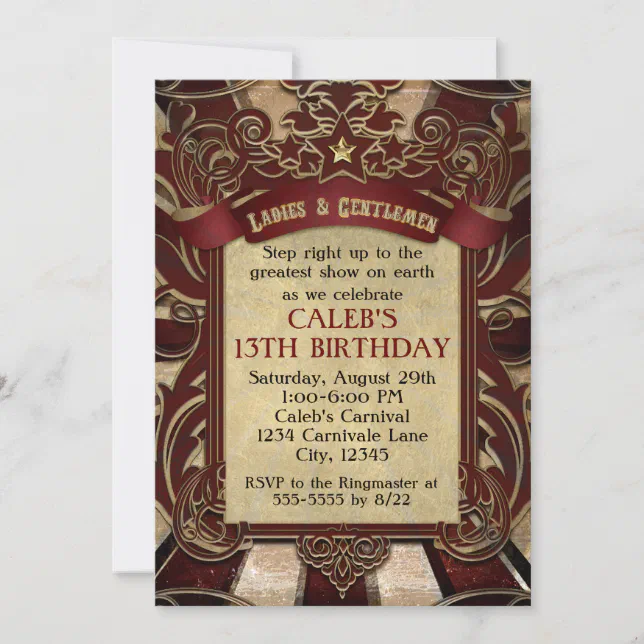 Vintage Circus Carnival Elegant Wedding Invitation | Zazzle