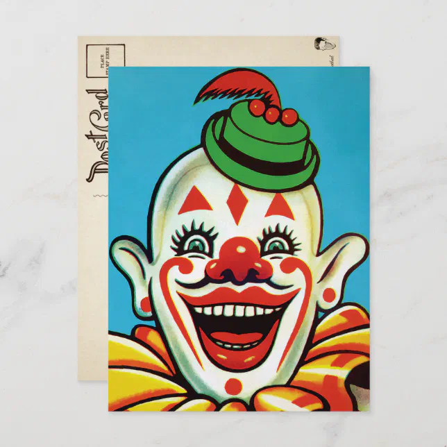 Vintage Circus Clown Art Postcard | Zazzle