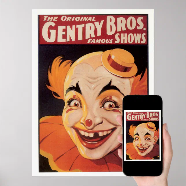 Vintage Circus Clown Poster | Zazzle