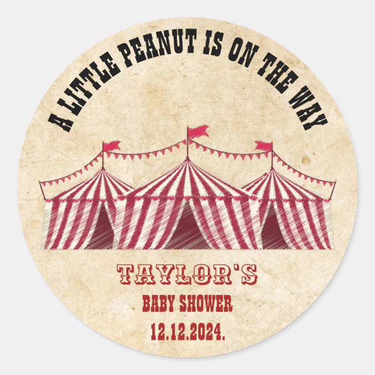 Vintage Circus Little Peanut Baby Shower Classic Round Sticker | Zazzle
