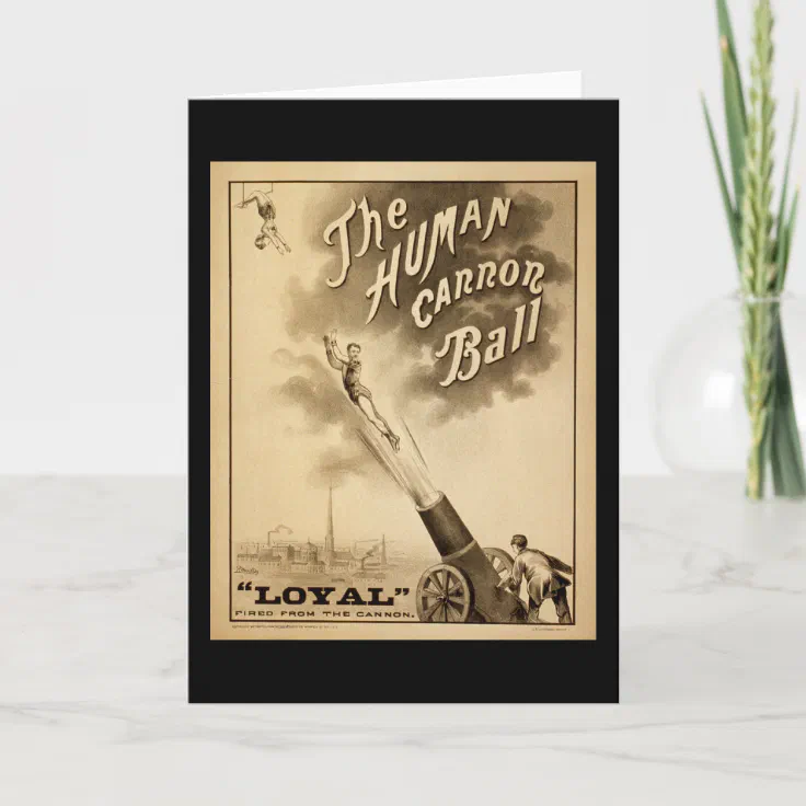 Vintage Circus Poster Human Canon Ball circa 1879 Card | Zazzle