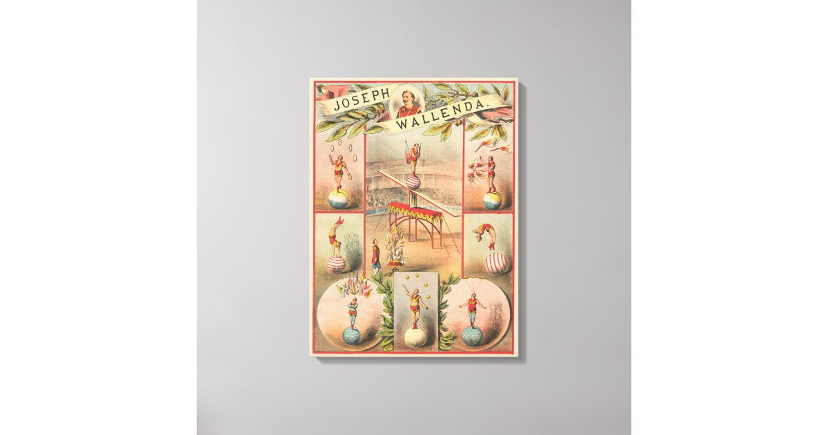 Vintage Circus Poster Showing Scenes Of Acrobatics Canvas Print | Zazzle