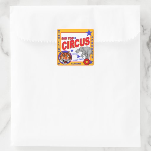 Vintage Circus Poster Square Sticker | Zazzle