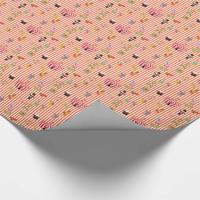 Vintage Circus Show on orange and white striped Wrapping Paper | Zazzle