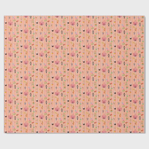 Vintage Circus Show on orange and white striped Wrapping Paper | Zazzle