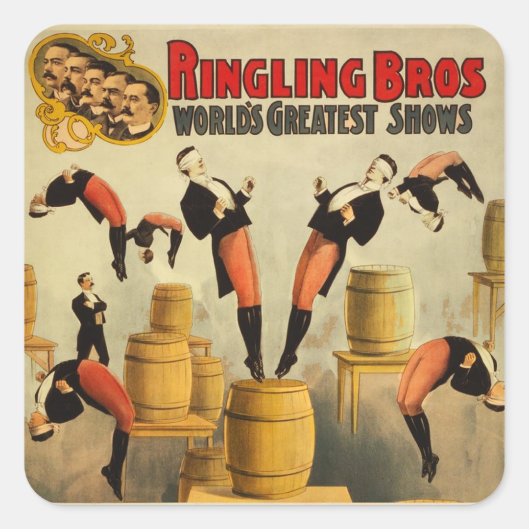 Vintage Circus Sideshow Poster Square Sticker | Zazzle