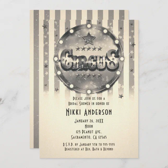 Vintage Circus Striped Stripes Party Invitations | Zazzle