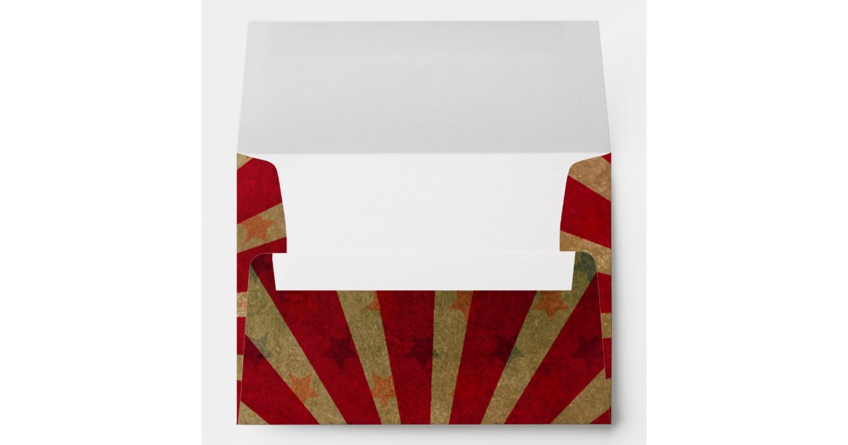 Vintage Circus Tent Stars Red Lines Carnival Envelope | Zazzle
