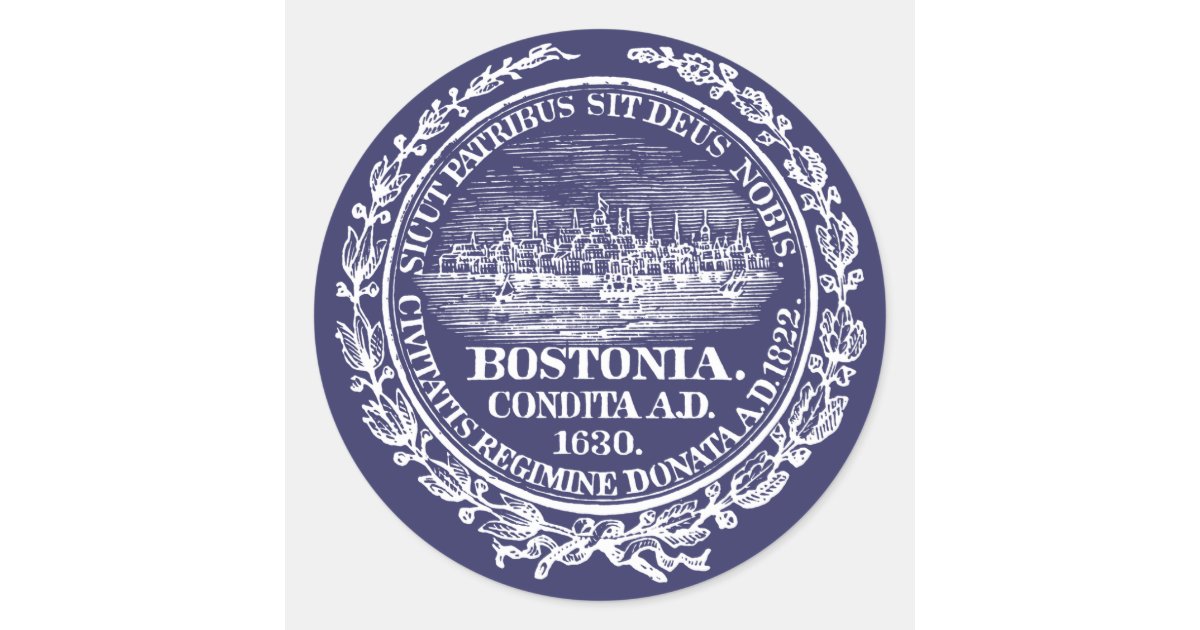Vintage City of Boston Seal, white Classic Round Sticker | Zazzle