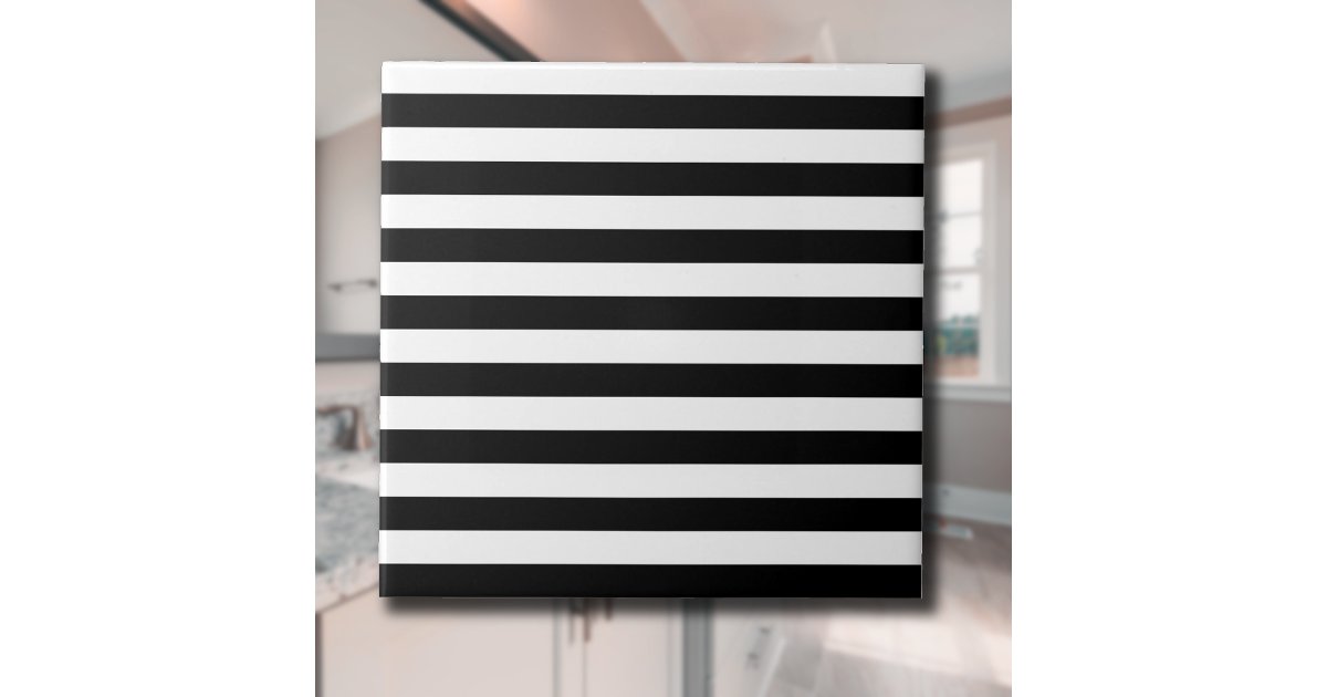Vintage Classic black & white stripes Ceramic Tile | Zazzle
