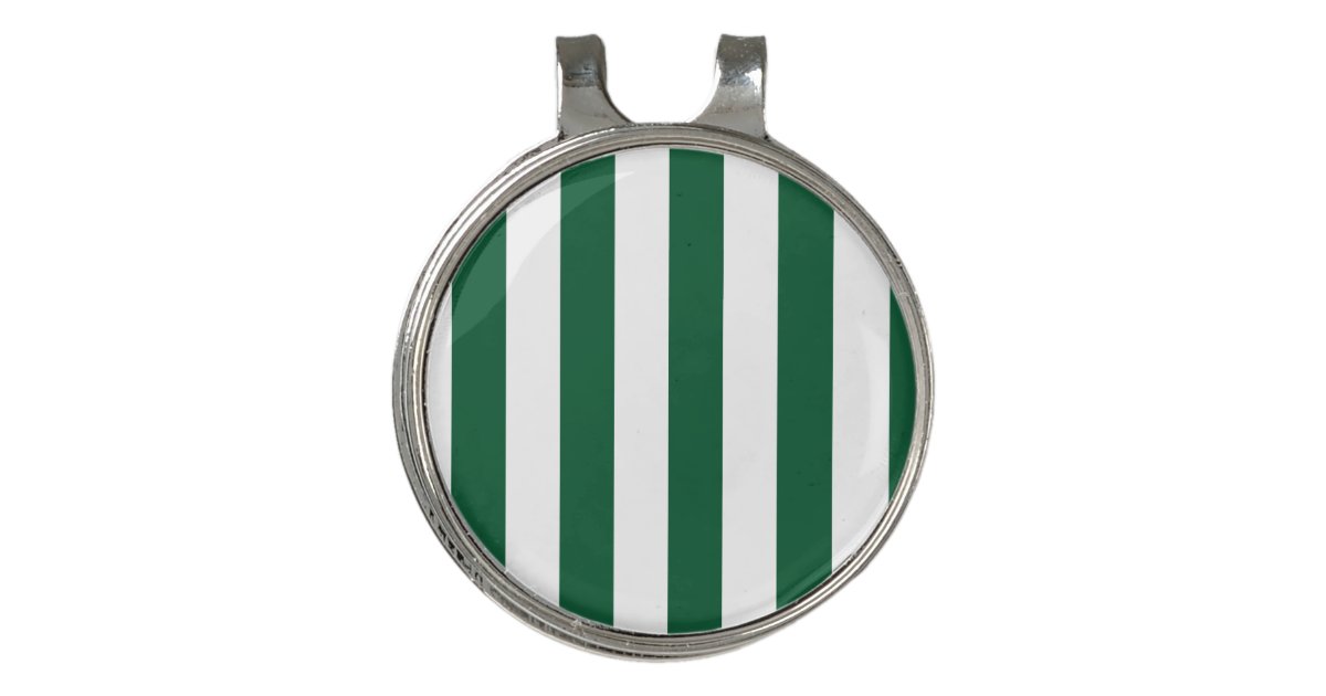 Vintage Classic Bottle Green & White Stripes Golf Hat Clip | Zazzle