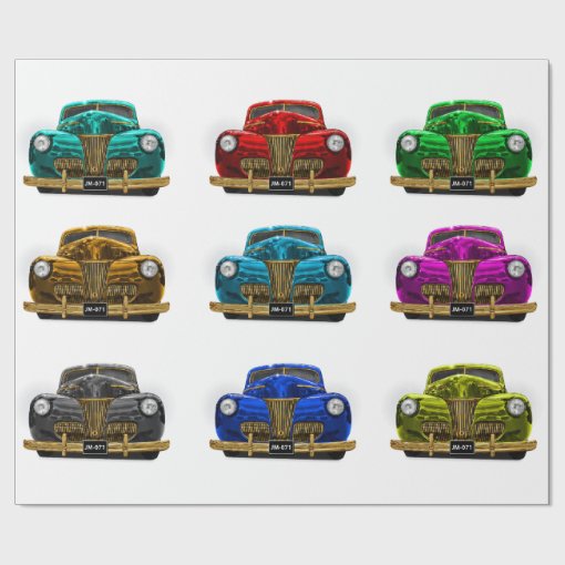 Vintage classic car wrapping paper | Zazzle