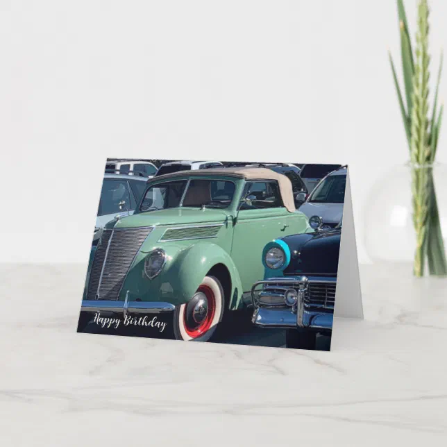 Vintage Classic Cars Birthday Card | Zazzle