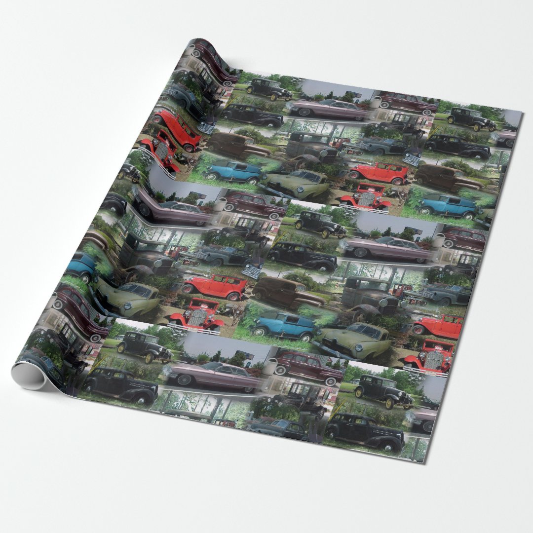 Vintage Classic Cars Wrapping Paper | Zazzle
