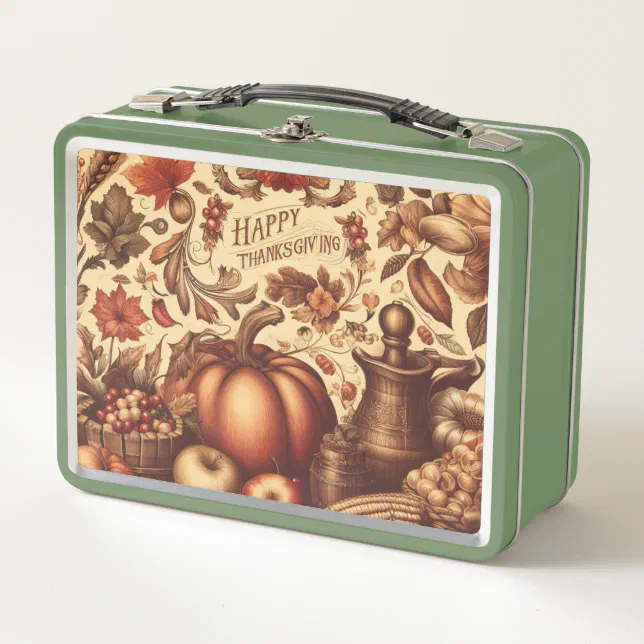 Vintage/Classic Happy Thanksgiving Metal Lunch Box | Zazzle