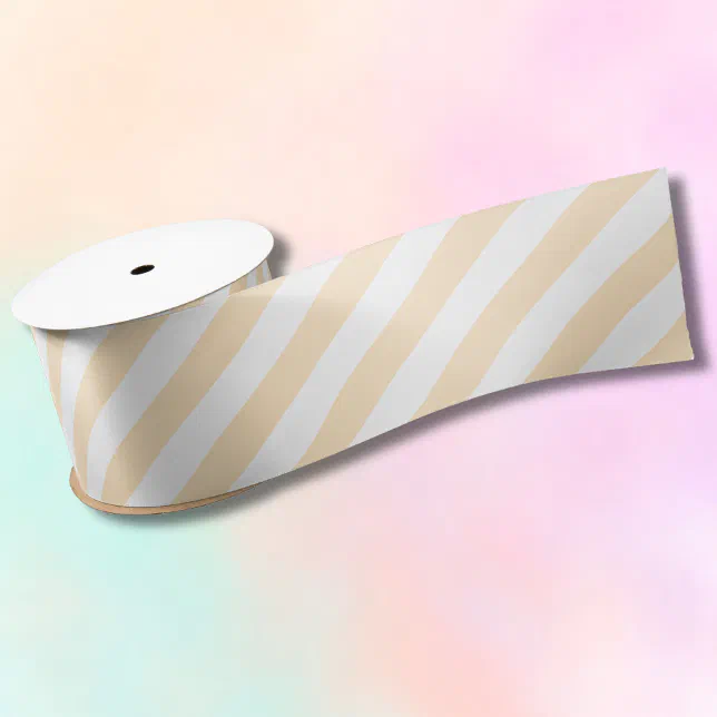 Vintage Classic toned yellow & white Stripes Satin Ribbon | Zazzle