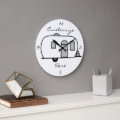 Vintage classic trailer rounded caravan large clock | Zazzle