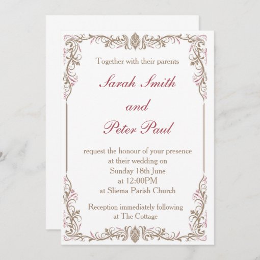 Vintage/Classic Wedding Invitation | Zazzle