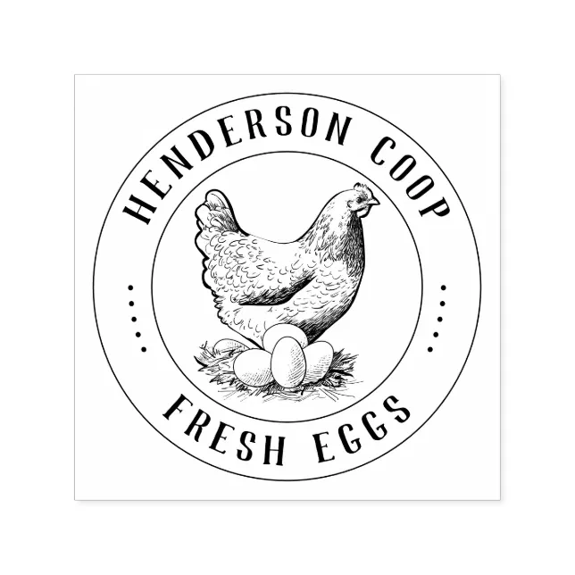 Vintage Classical Chicken Illustration Fresh Egg Self-inking Stamp | Zazzle