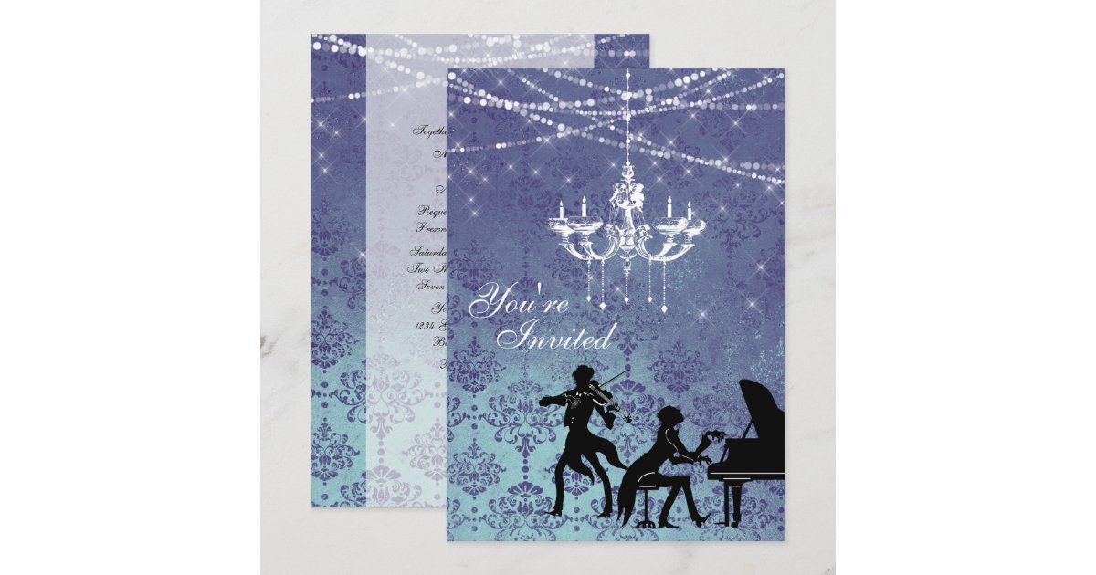 Vintage Classical Music Chandelier Wedding Invite | Zazzle